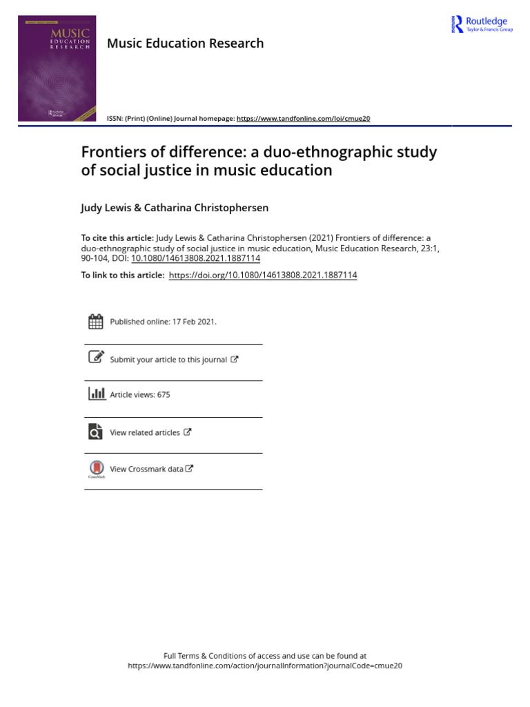 Frontiers of Difference A Duo-Ethnographic Study of Social Justice in ...