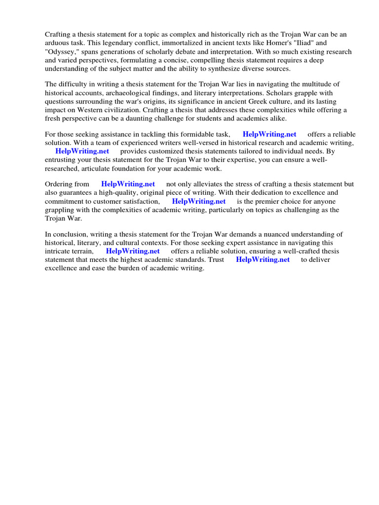 Thesis Statement For Trojan War | PDF