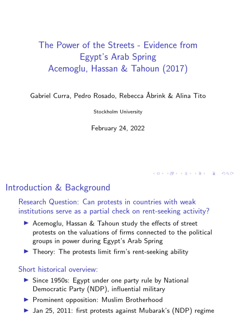 Presentation Egypt Arab Spring | PDF