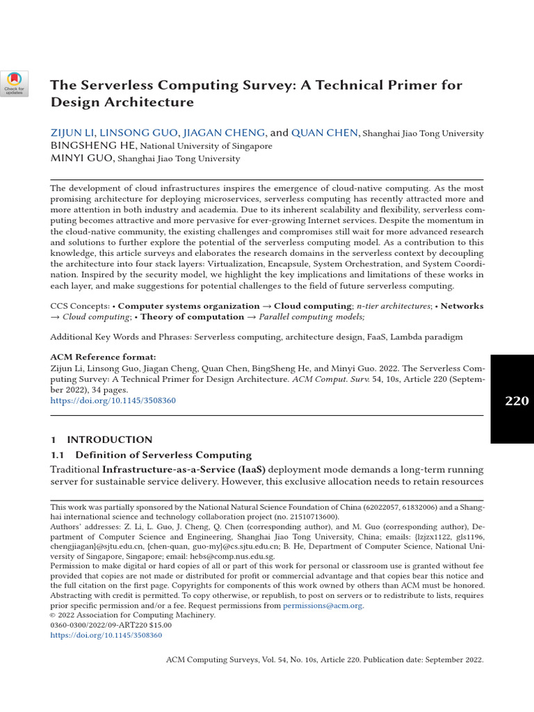 The Serverless Computing Survey: A Technical Primer For Design Architecture | PDF | Virtual ...