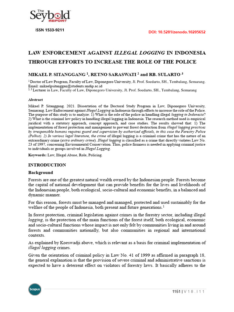 Law Enforcement Against Illegal Logging In Indonesia Through Efforts To
