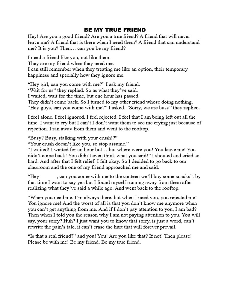 Be My True Friend | PDF