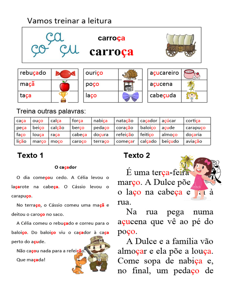 Vamos Treinar a Leitura Ça, Ço, Çu1 | PDF