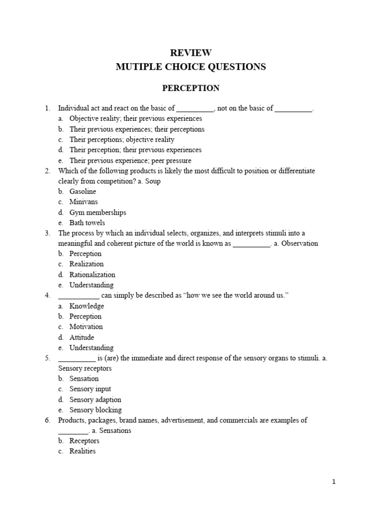 REVIEW - MUTIPLE CHOICE QUESTIONS | PDF