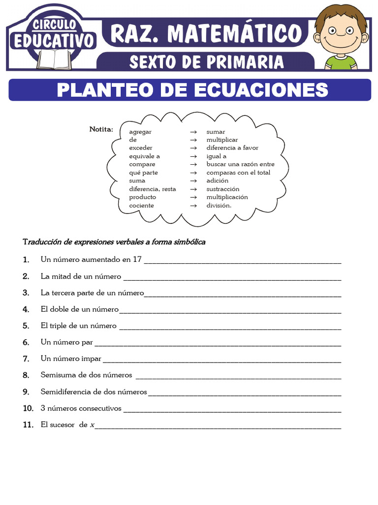 Ecuaciones Ejercicios Para Sexto De Primaria – PDHESP