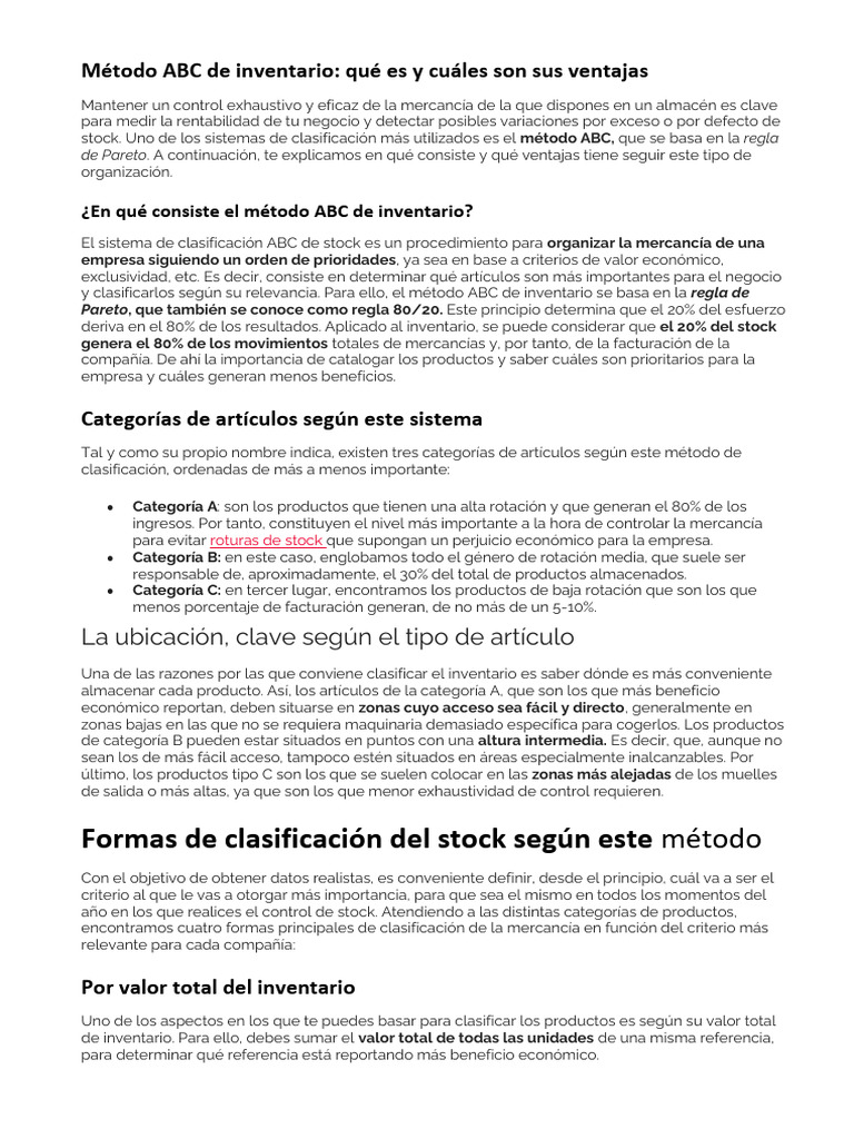 Método ABC de Inventario | PDF