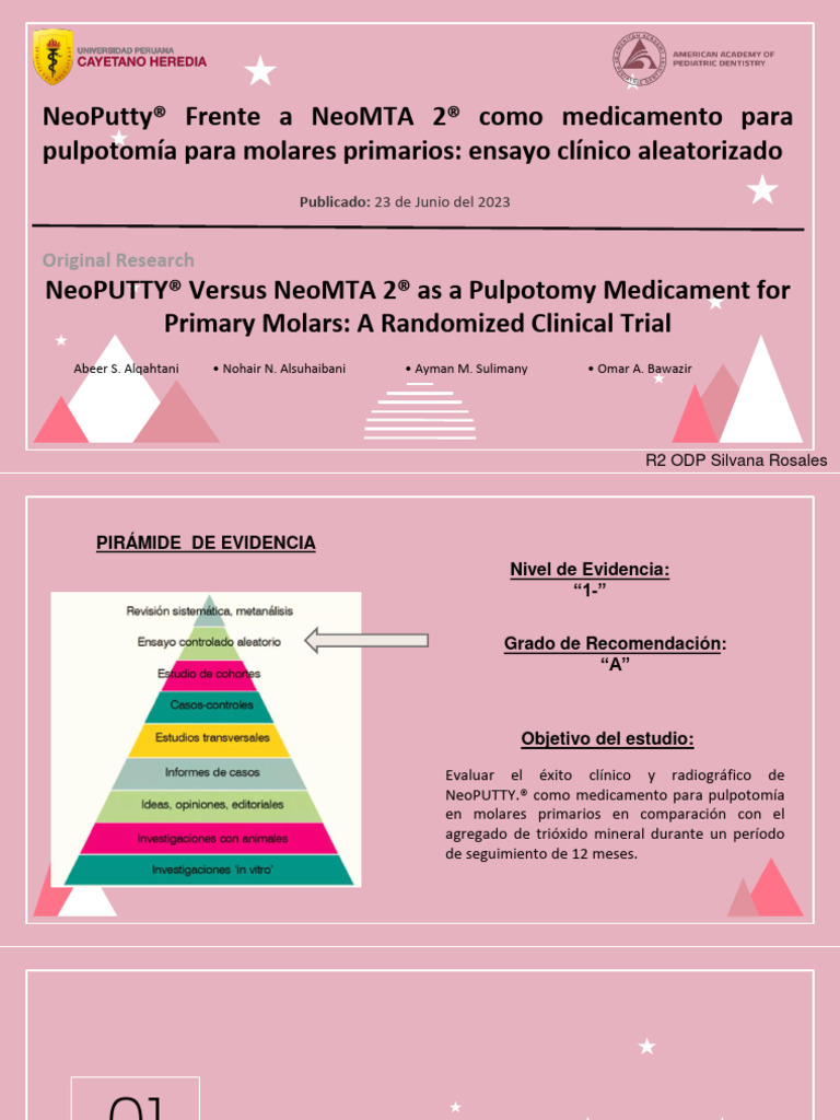 NeoPutty®Frente A NeoMTA 2®como Medicamento para Pulpotomía para ...