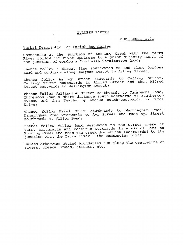 Parish Boundry Verbal Description and Map | PDF