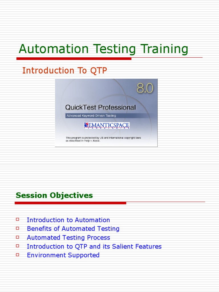 QTP - Automation Testing Training | PDF | Software Testing | Object ...