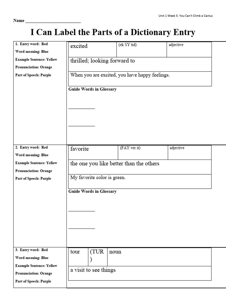Dictionary Entry Practice | PDF | Part Of Speech | Word