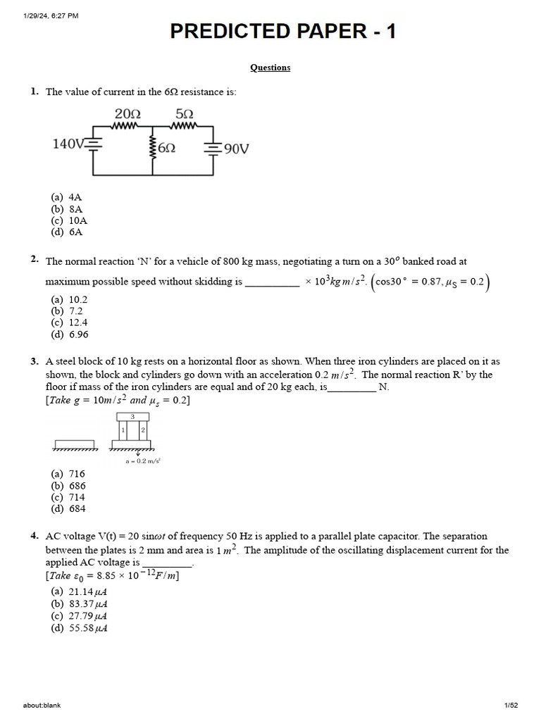 Jee Mains Model Paper | PDF | Chemical Compounds | Starch
