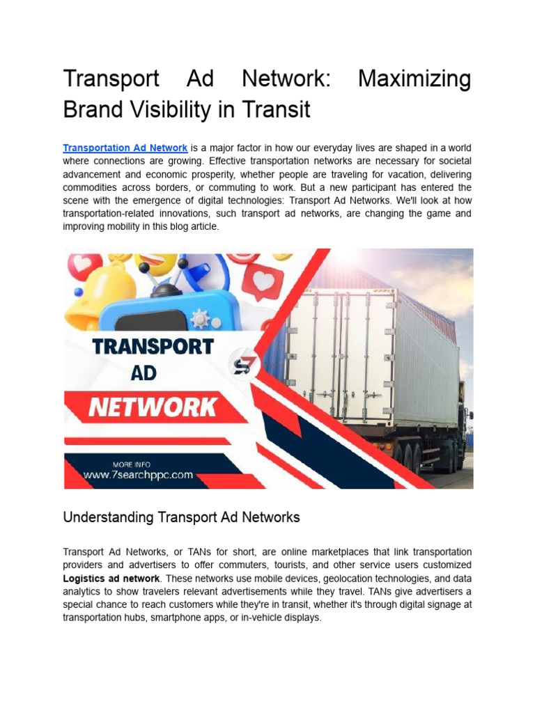 Transport Ad Network | Logistics Ad Network | Transport ads | PDF