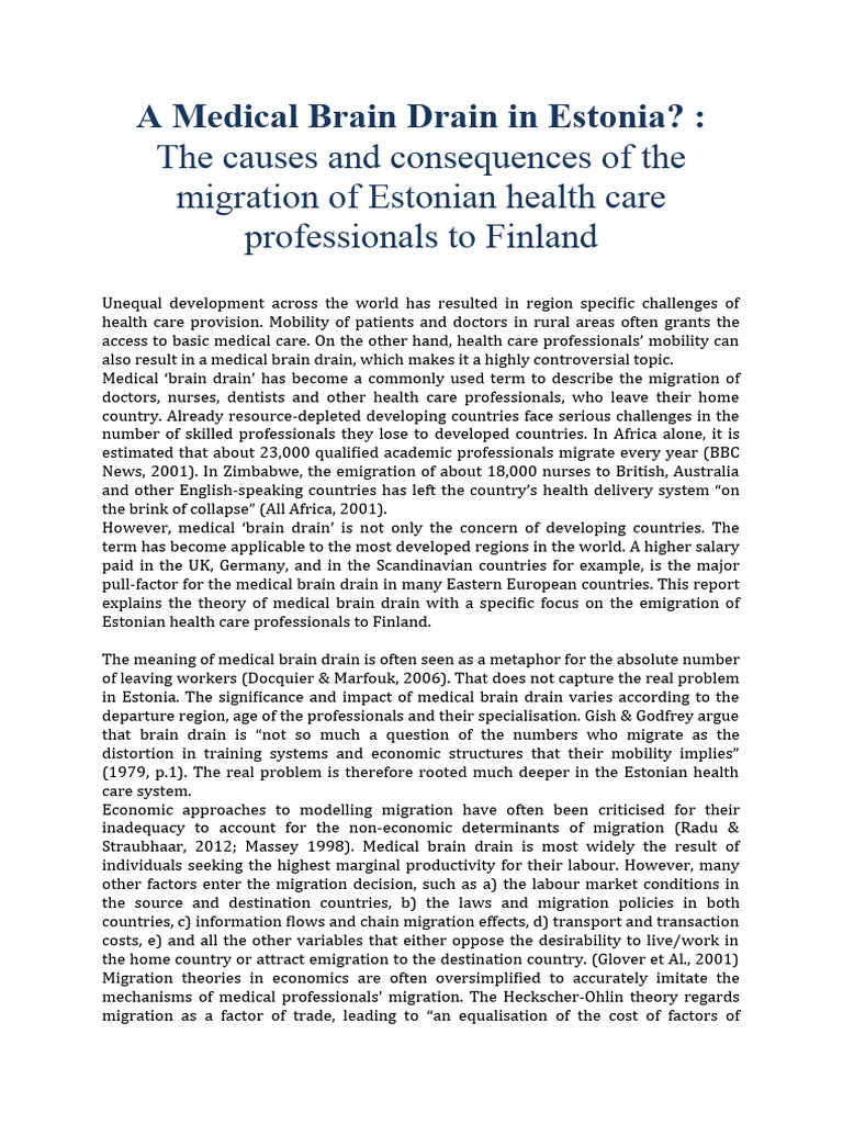 A Medical Brain Drain - C | PDF | Human Capital Flight | Human Migration
