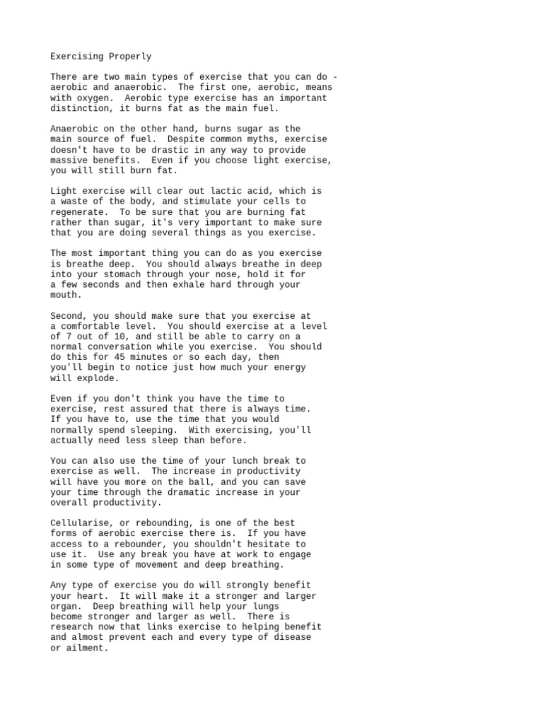 Exercising-Properly | PDF | Aerobic Exercise | Physiology