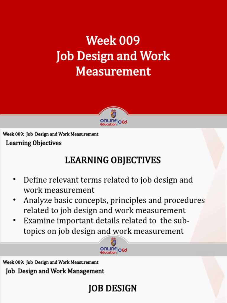 W9 Module 7 - Job Design and Work Measurement | PDF | Human Resource ...
