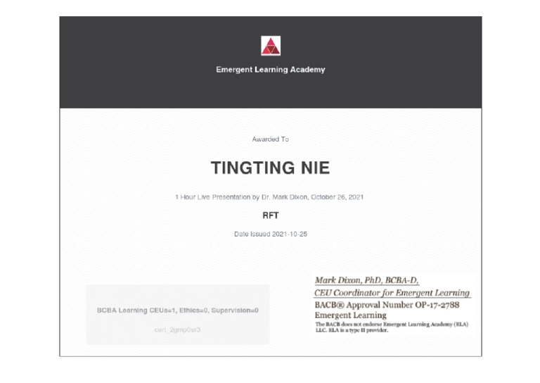 Certificate of Completion For RFT Overview | PDF