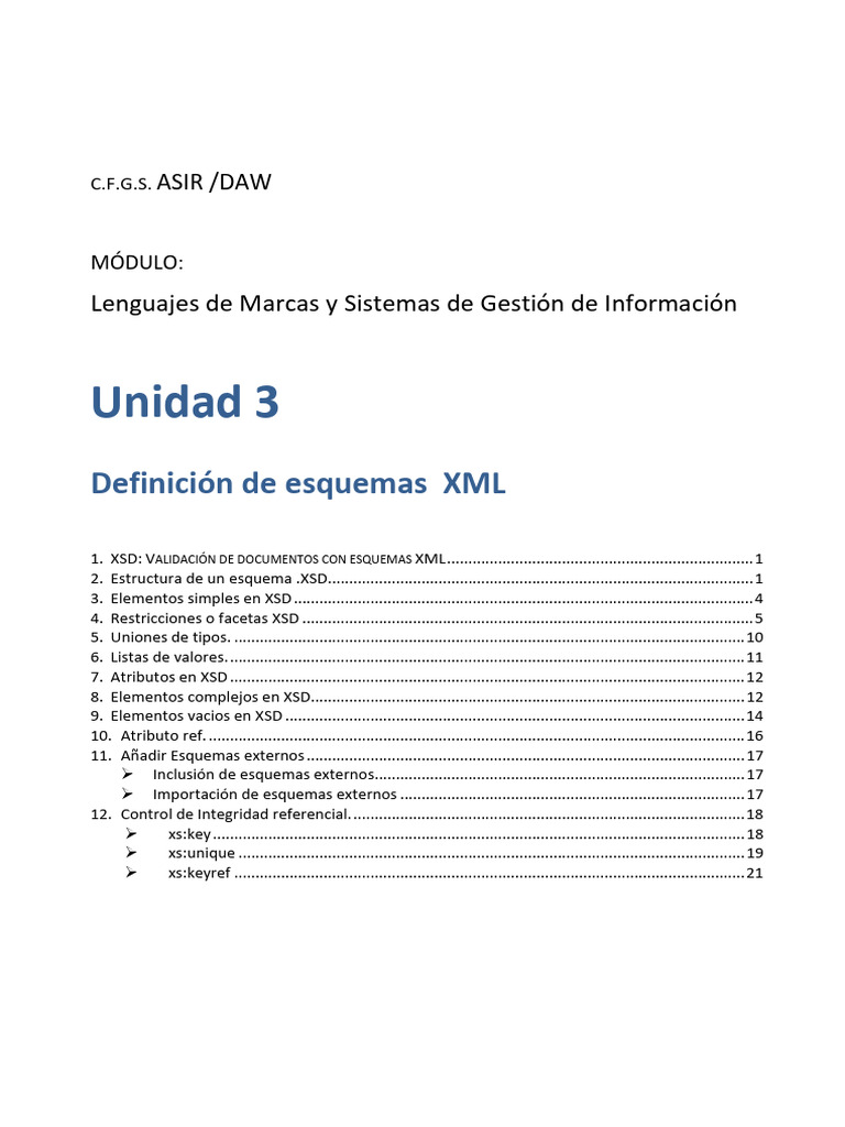 Teoría Unidad 2 - Esquemas XSD | PDF