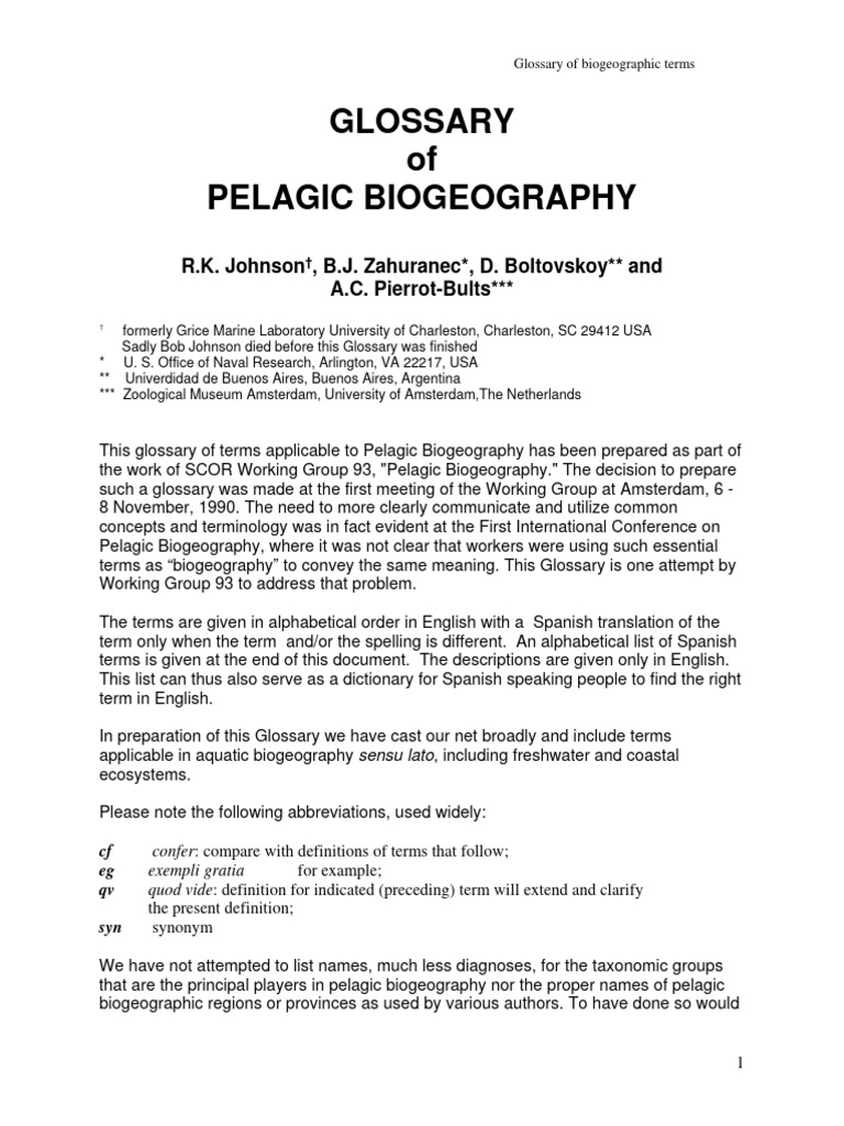 WG93 Glossary | PDF | Phylogenetic Tree | Biogeography