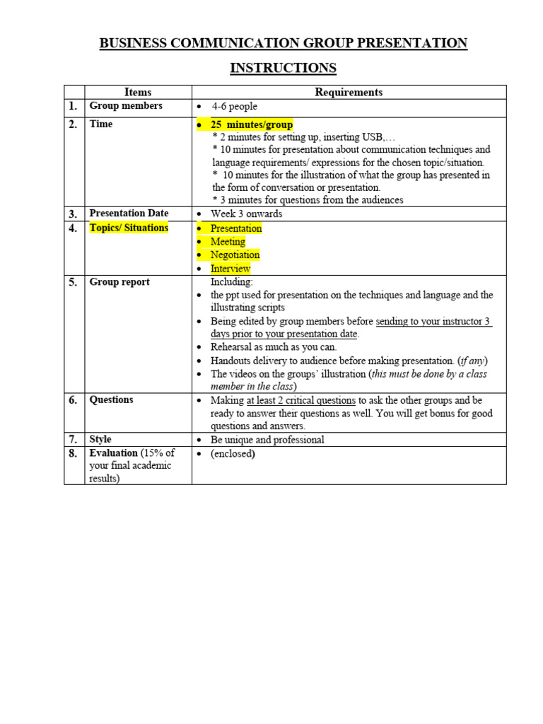 Group Work Guideline | PDF | Career & Growth
