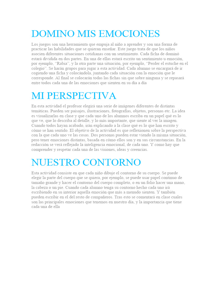 Domino Mis Emociones | PDF | Las emociones | Inteligencia emocional