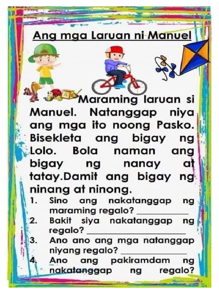 Filipino Reading Comprehension Part 1 | PDF