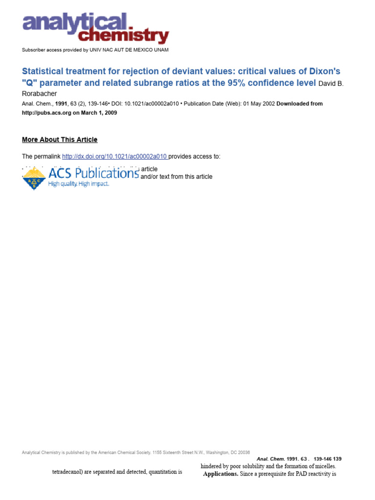 Tablas Q de Dixon | PDF | Outlier | Statistics