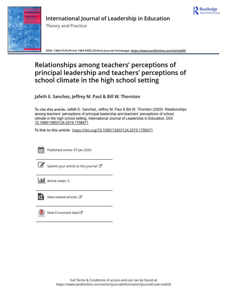 Relationships Among Teachers' Perceptions of | PDF | Science & Mathematics