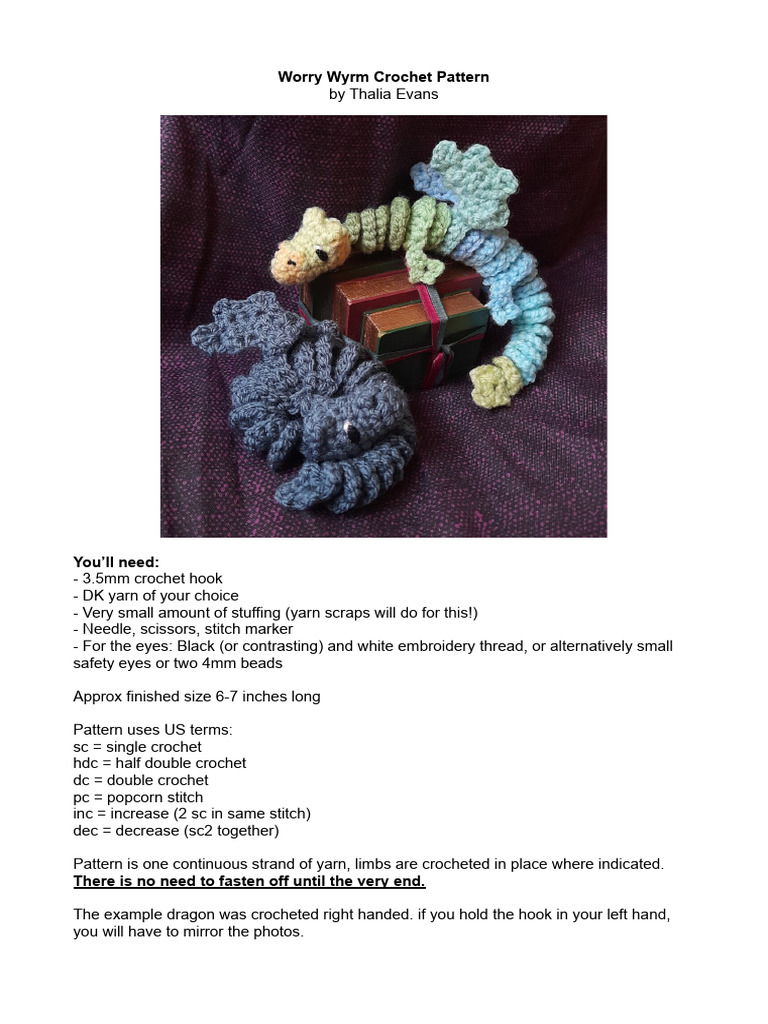 Worry Wyrm Crochet Pattern Guide | PDF