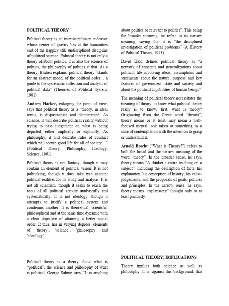 Political Theory 1st | PDF | Politics