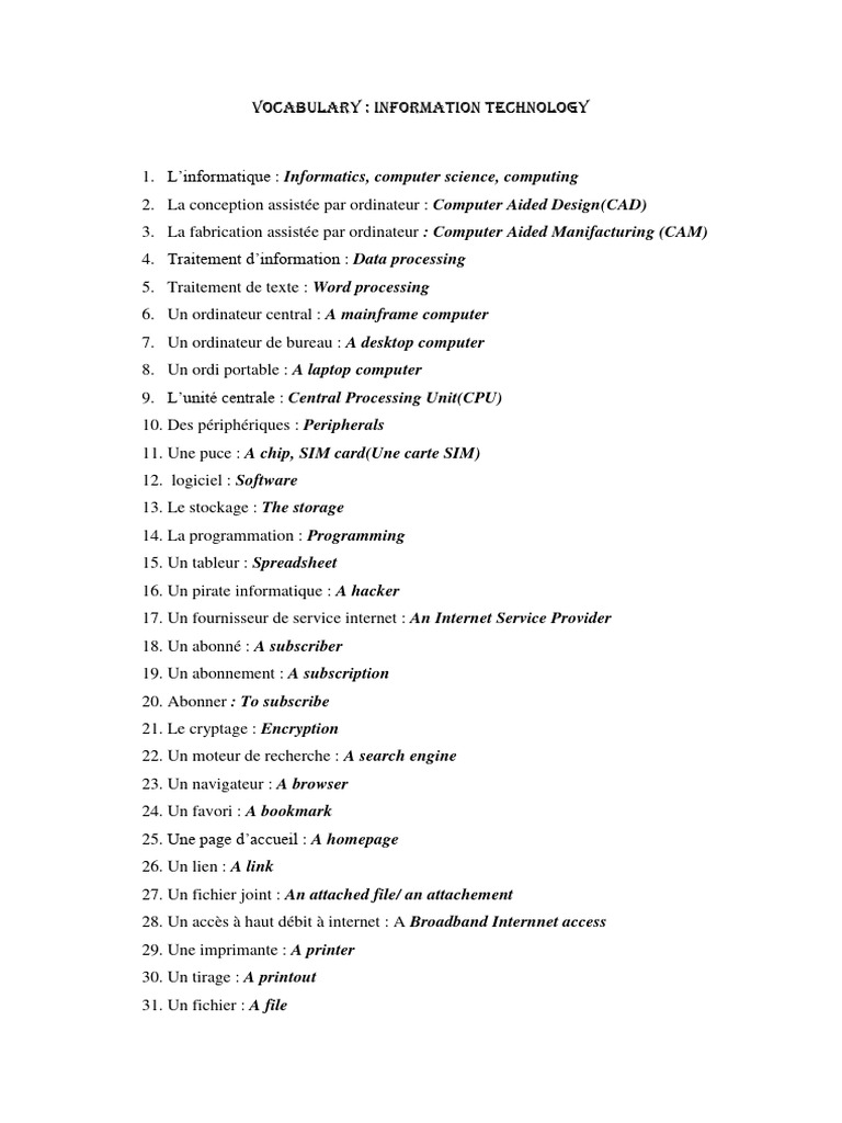 IT Vocabulary for Beginners | PDF