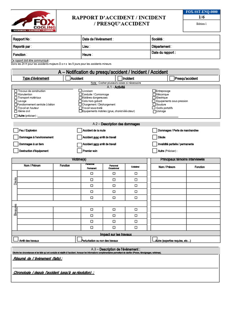 Formulaire de rapport d'accident bis | PDF