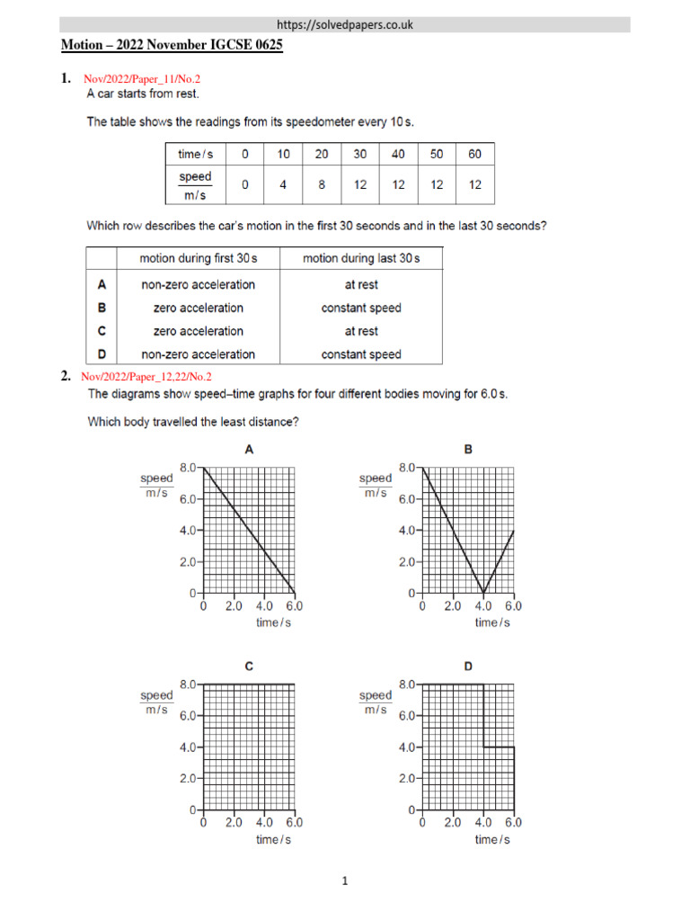 2022 N Motion Igcse Physics 0625 | PDF 2022 N Motion Igcse Physics 0625 | PDF