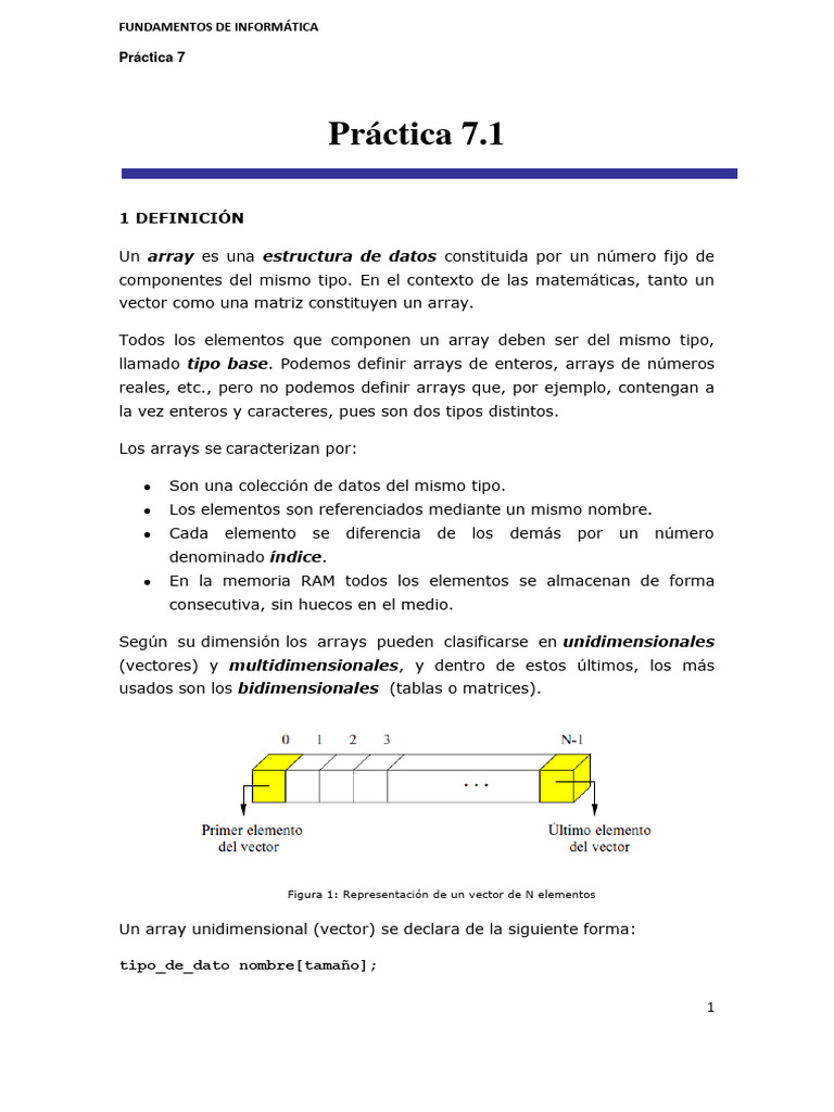 Practica 07 Arrays | PDF Practica 07 Arrays | PDF
