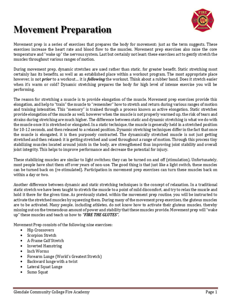 GCC Fire Academy Manual Movement Prep | PDF | Anatomical Terms Of ...