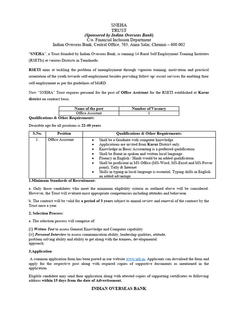 Application Advt Office Assistant and Attender 28122023 | PDF | Career ...