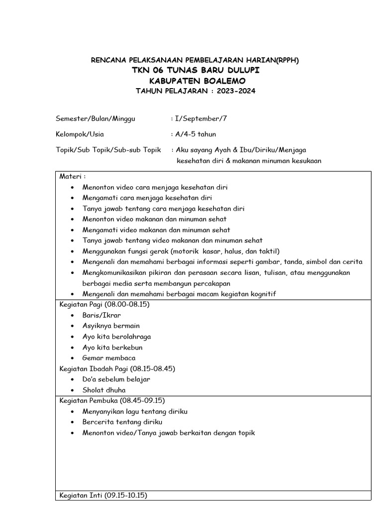 RPPH A Diriku Minggu Ke 7 1 | PDF