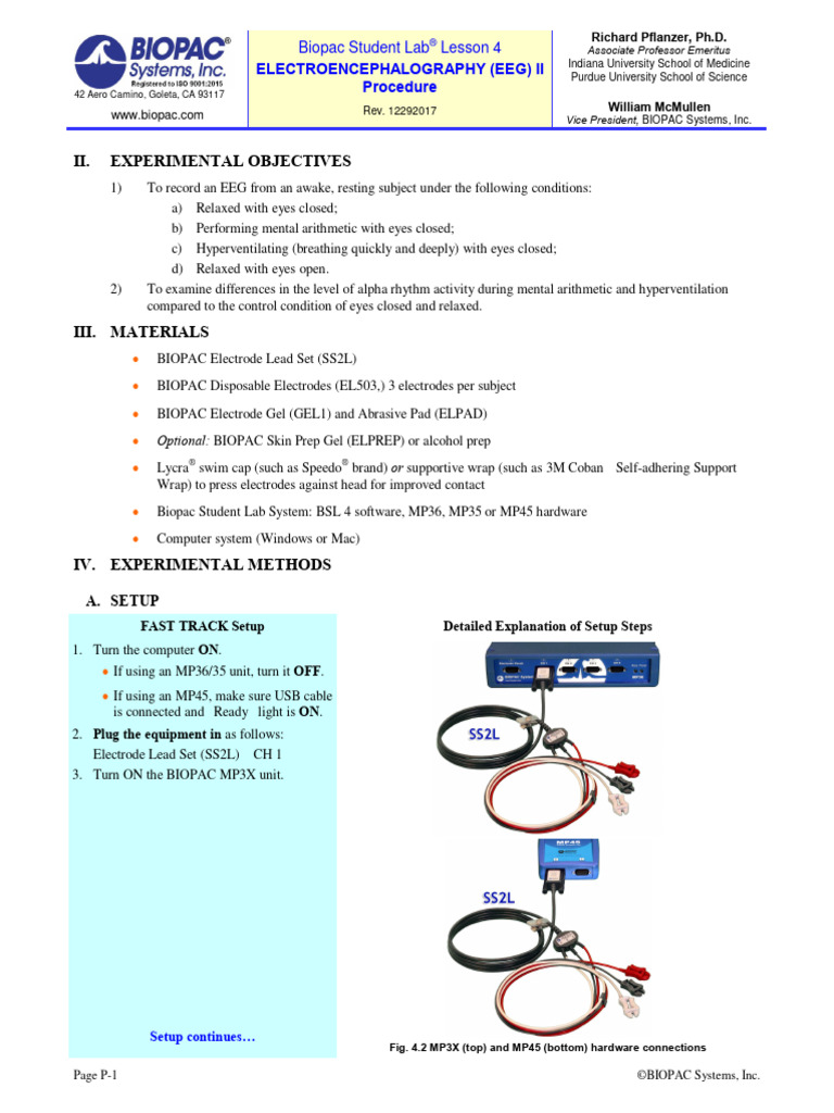EEG II Procedure (1) | PDF | Electroencephalography | Experiment