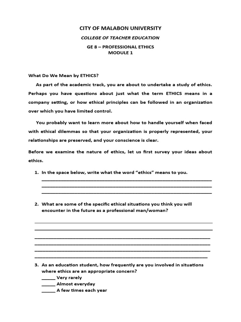 Cmu Module 1 Part 1 Prof Ethics Lecture | PDF