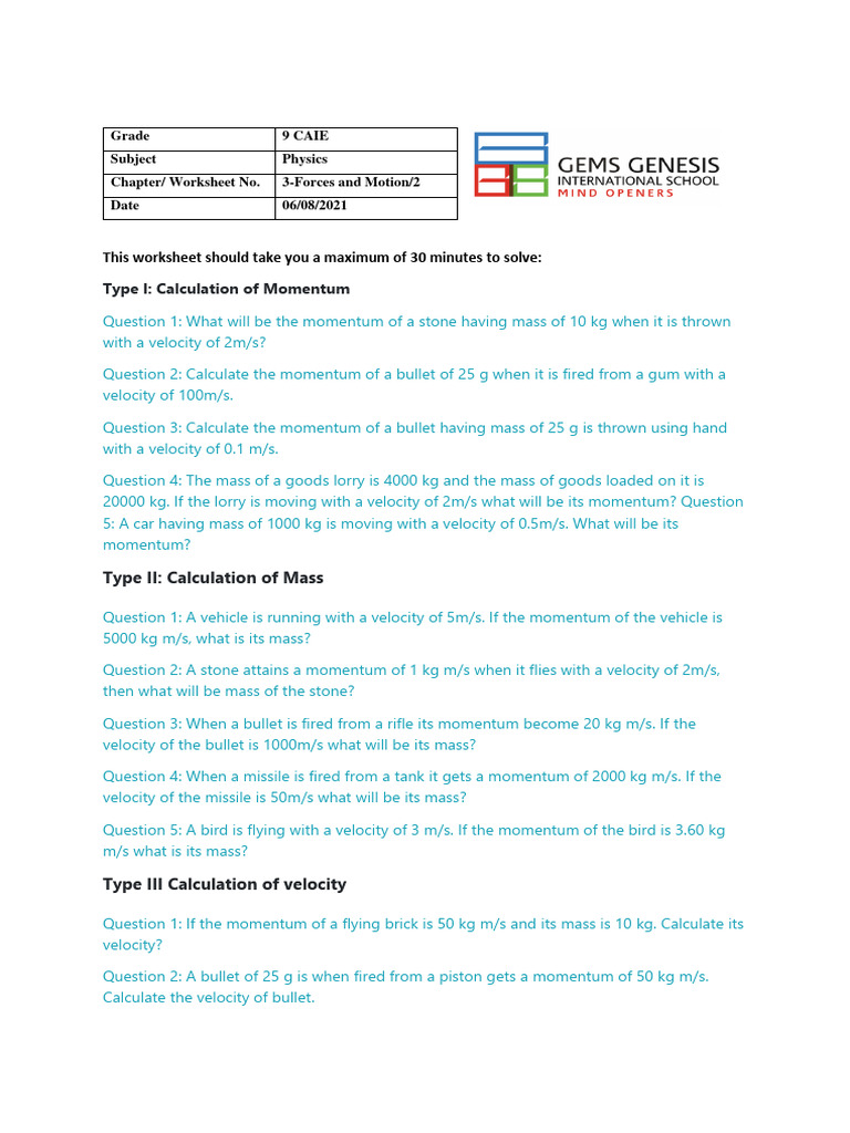 This Worksheet Should Take You A Maximum of 30 Minutes To Solve | PDF ...