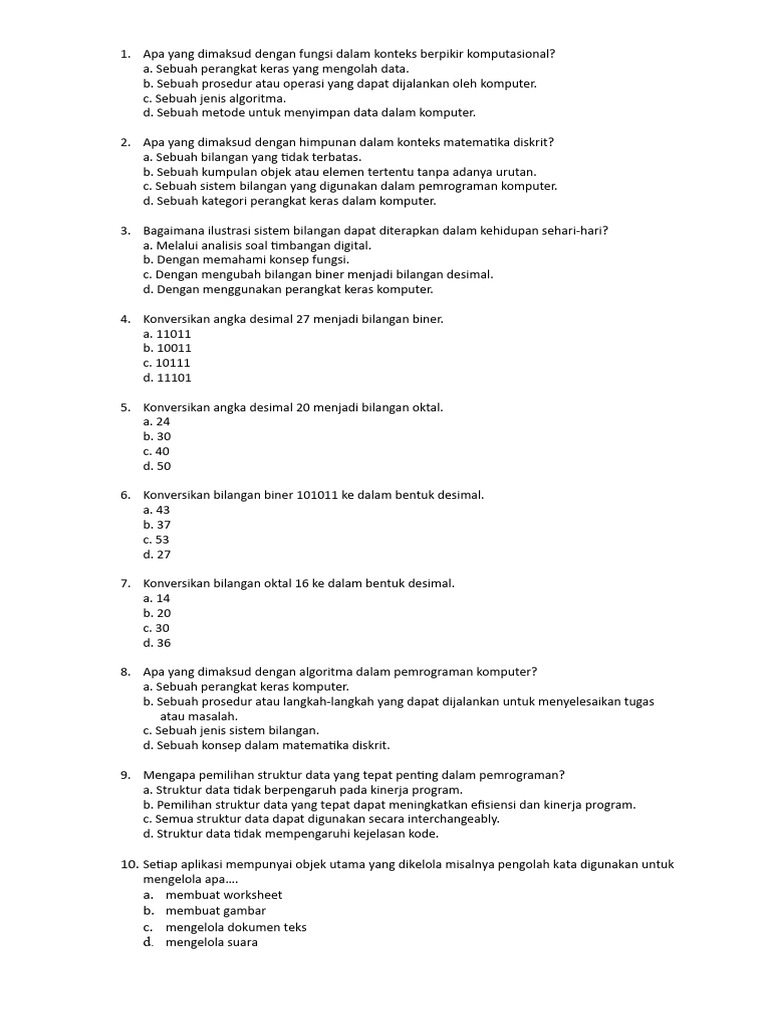 Latihan Soal Informatika 8 | PDF