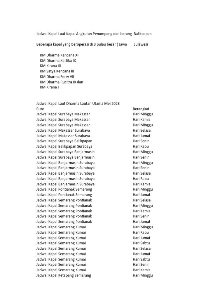 Jadwal DLU All Route Februari 2024 | PDF