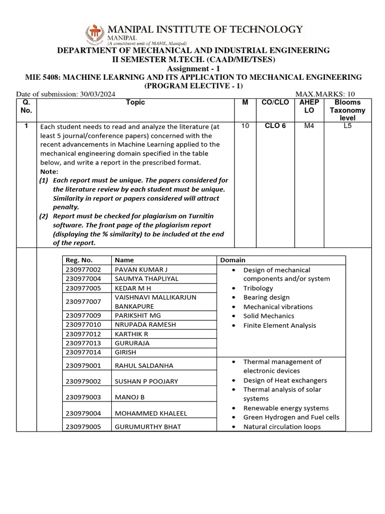 ML Assignment 1 QP IET Format 2024 | PDF | Physical Sciences | Applied And Interdisciplinary Physics