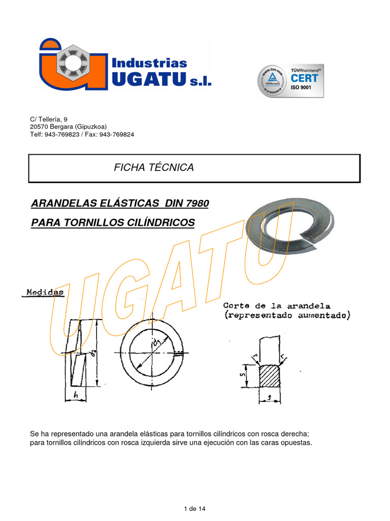 Arandelas Elásticas Din 7980 | Descargar gratis PDF | Tornillo ...