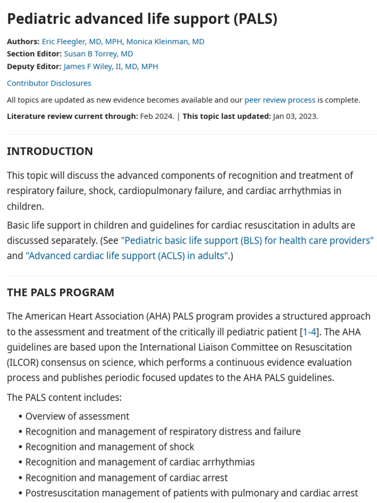 PALS Uptodate | PDF | Cardiopulmonary Resuscitation | Cardiac Arrest
