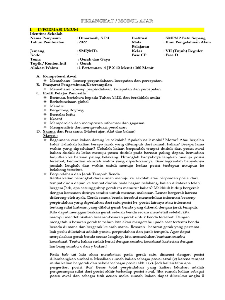 Modul Ajar Pertemuan Ke 1 | PDF