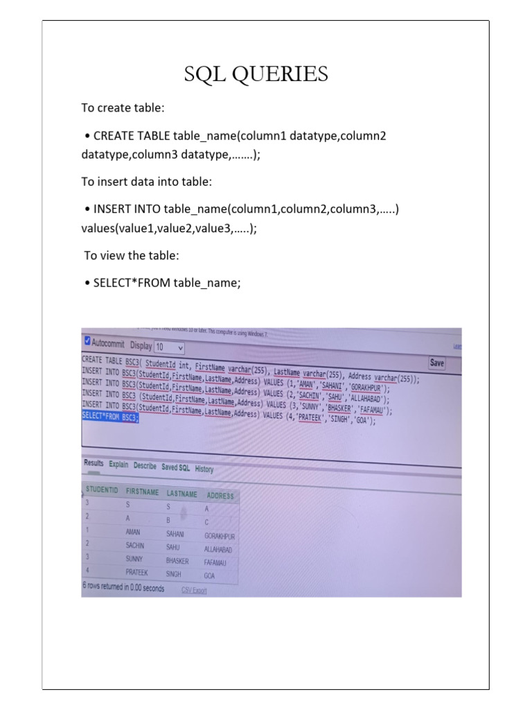 Essential SQL Query Commands Guide | PDF | Teaching Methods & Materials | Computers