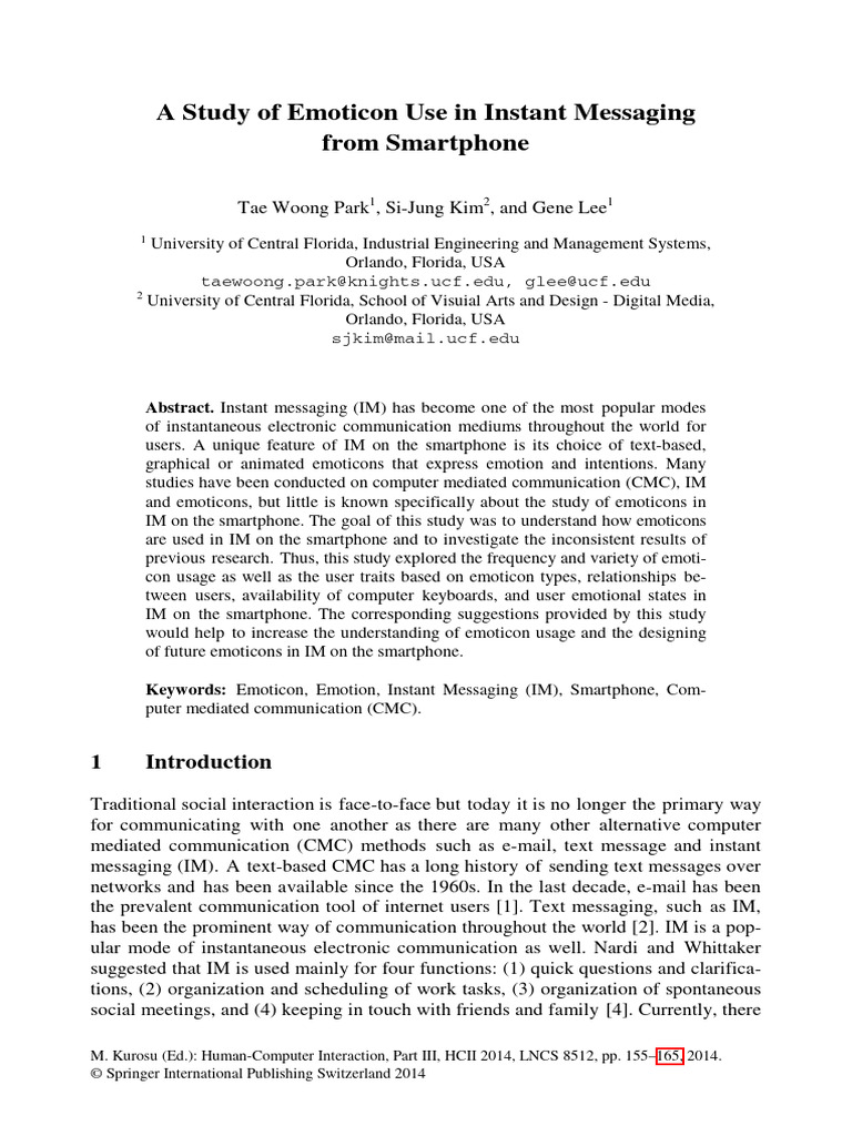 A Study of Emoticon Use in Instant Messaging From Smartphone | PDF | Instant Messaging ...