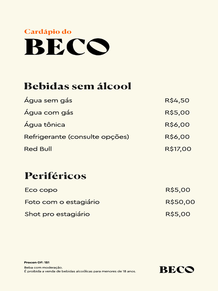 Cardápio - Beco - DF | PDF
