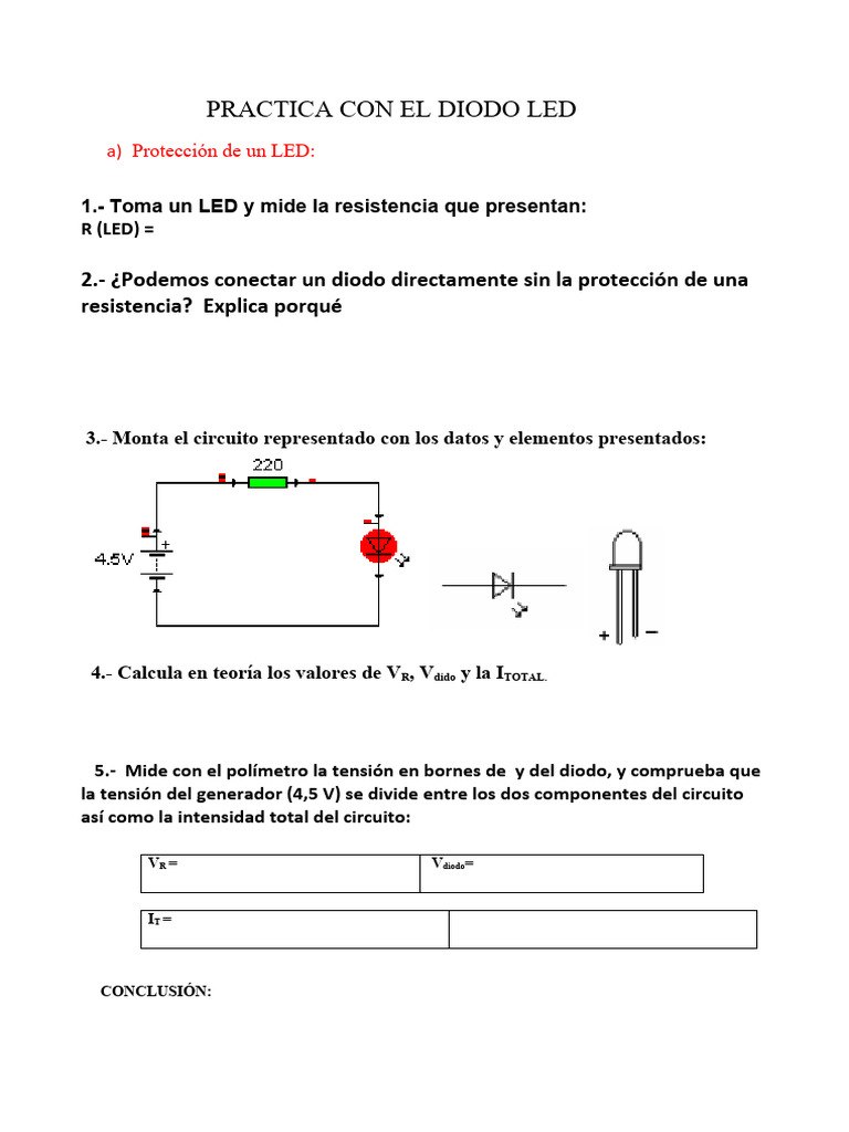 P 8 1 Practica Con El Diodo Led Pdf