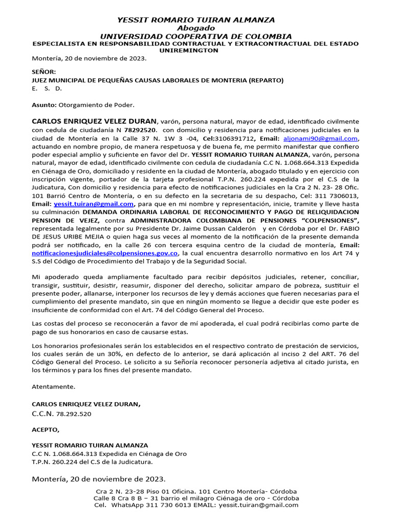Poderes Dairo Manuel Lopez Salgado Pdf